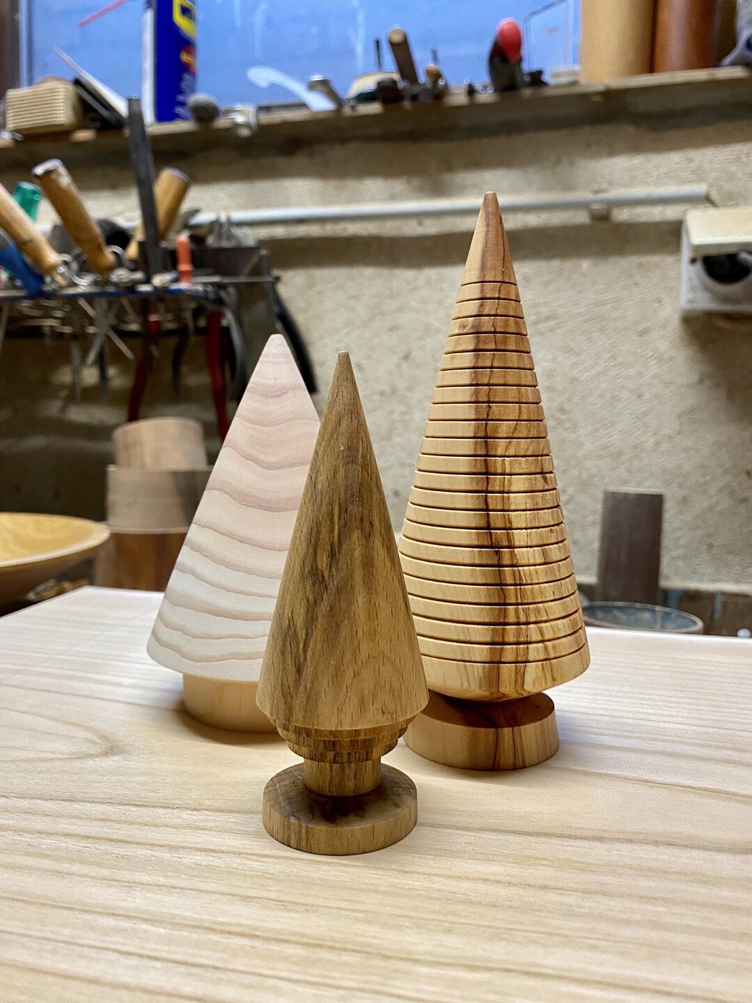 Hand-turned Christmas Trees Set of 3 - Etsy
