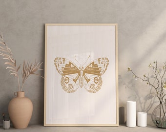 Butterfly Art Print, Boho Wall Art, Neutral Wall Art, Digital Print ...