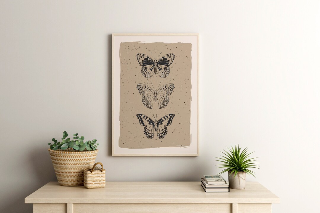Neutral Butterfly Print, Boho Butterflies, Boho Girl's Nursery, Girl's ...