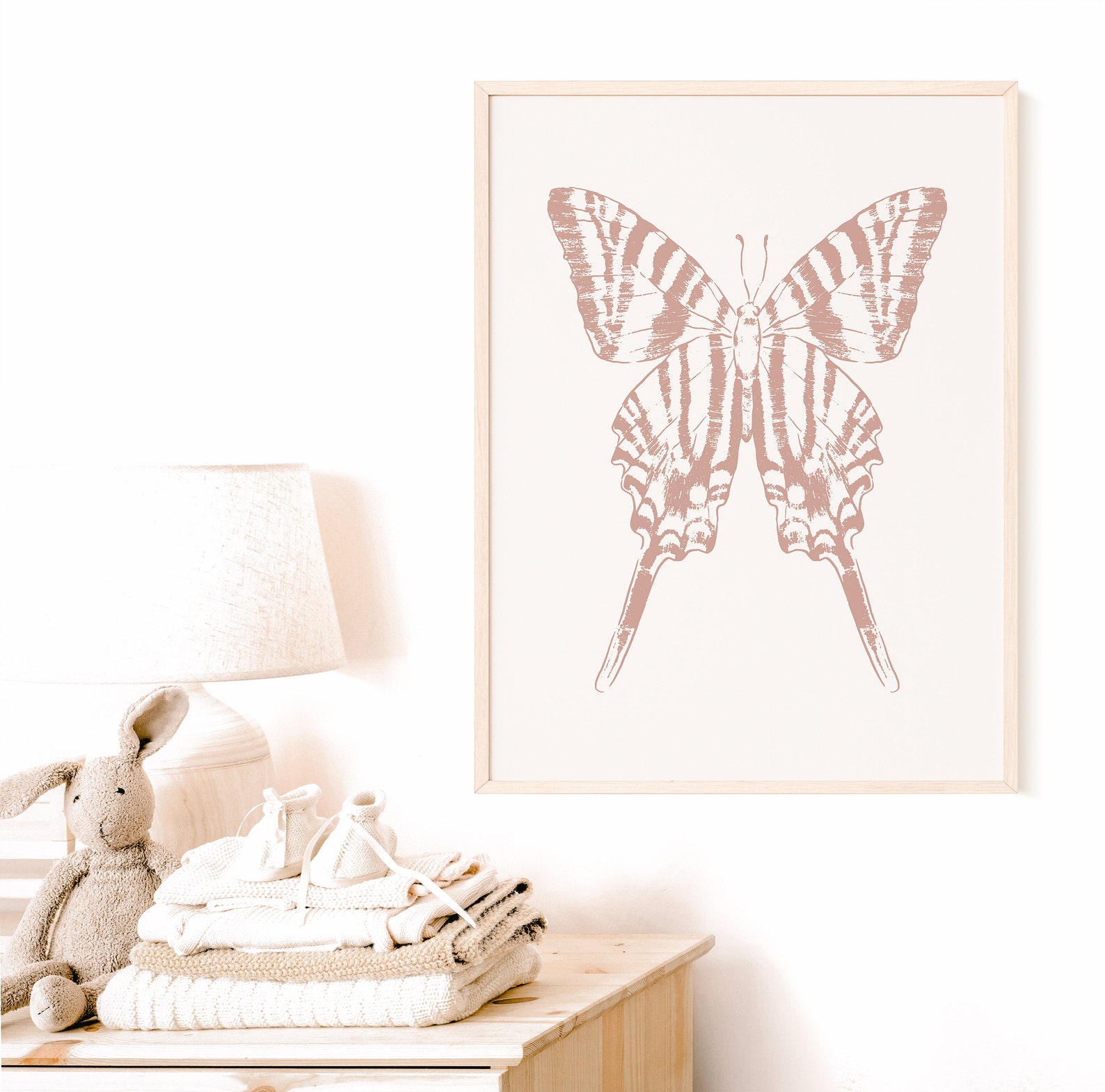 Butterfly Art Print Boho Wall Art Neutral Butterfly Art - Etsy
