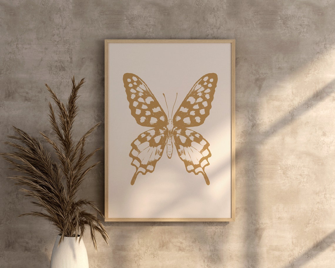 Butterfly Art Print, Boho Wall Art, Neutral Wall Art, Digital Print ...