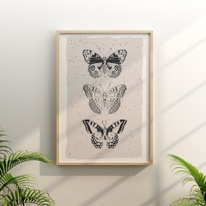 Neutral Butterfly Print, Boho Butterflies, Neutral Wall Art, Digital ...