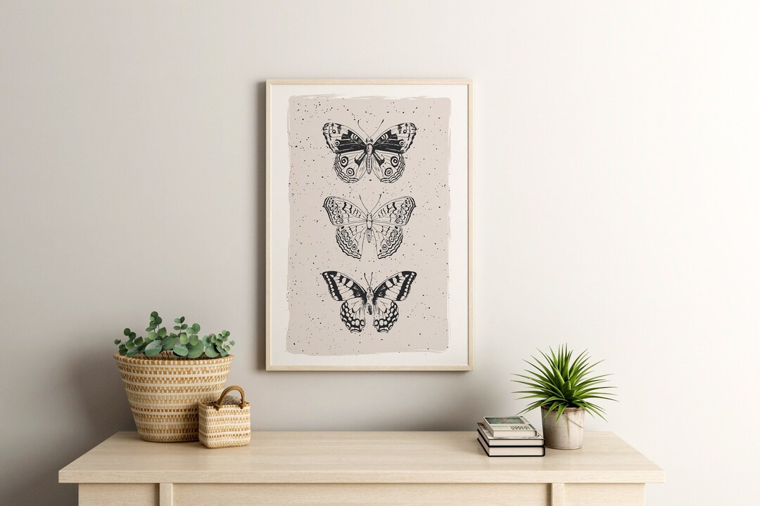 Neutral Butterfly Print, Boho Butterflies, Neutral Wall Art, Digital ...