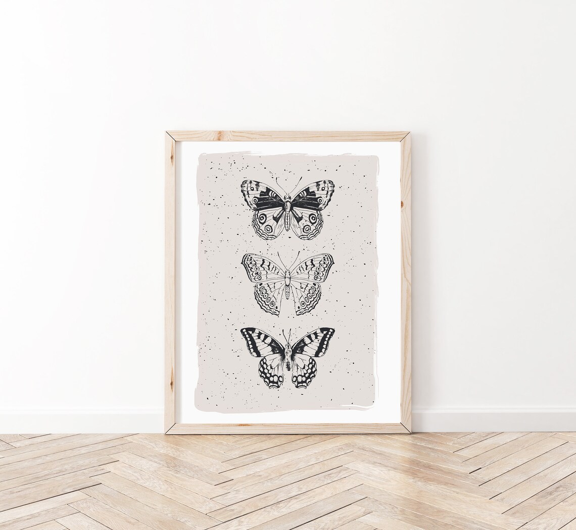 Neutral Butterfly Print, Boho Butterflies, Neutral Wall Art, Digital ...