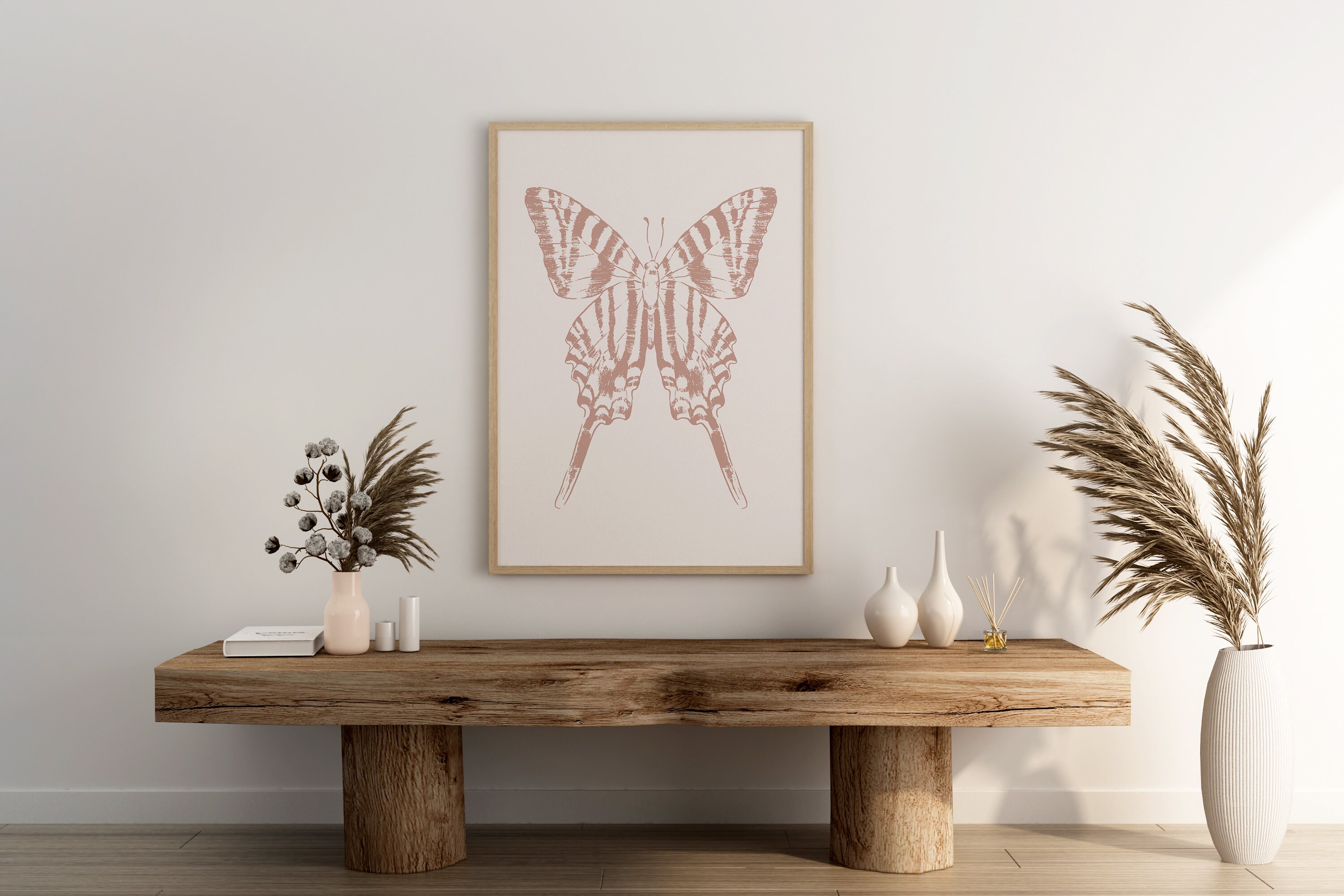 Butterfly Art Print Boho Wall Art Neutral Butterfly Art - Etsy