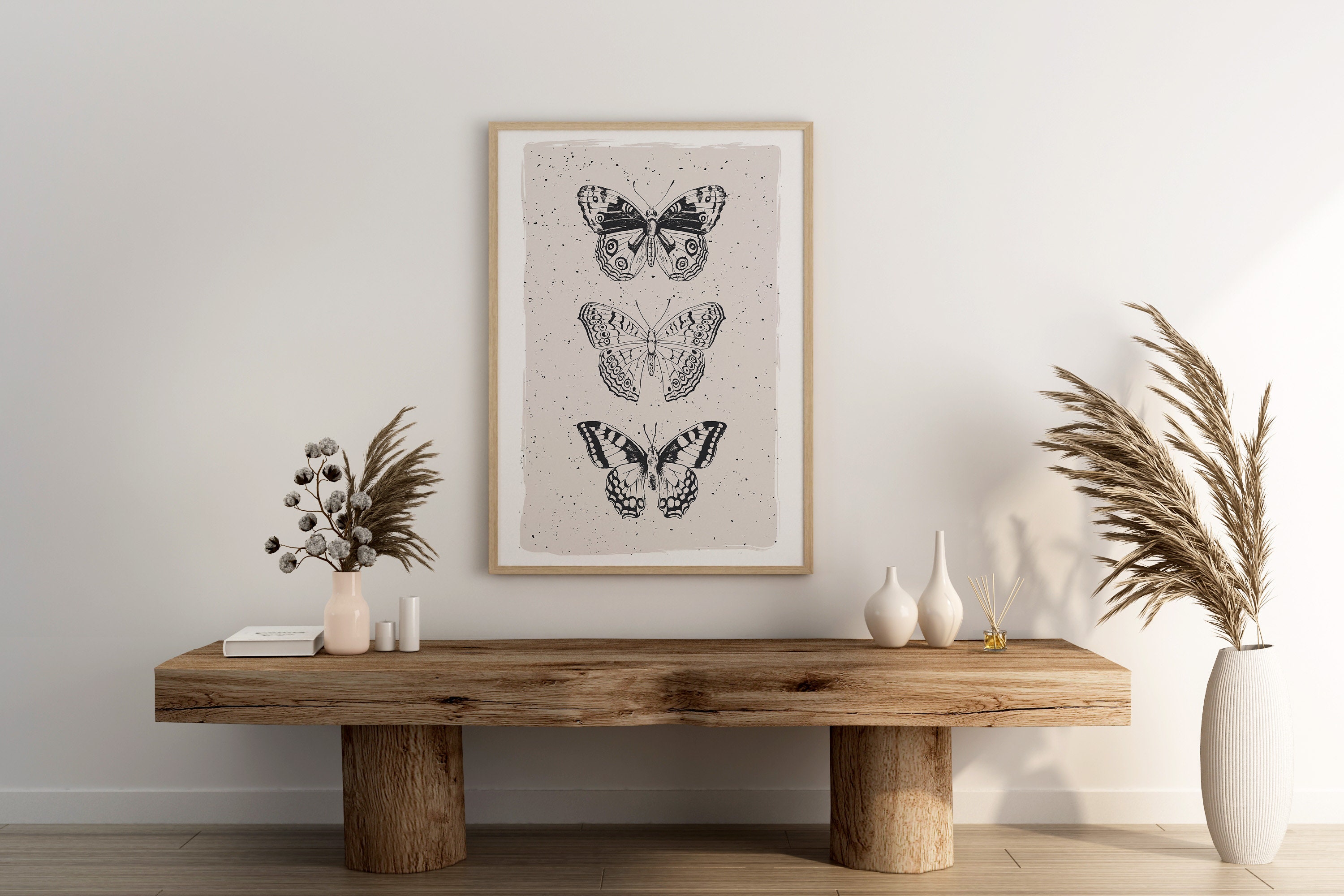 Neutral Butterfly Print, Boho Butterflies, Neutral Wall Art, Digital ...