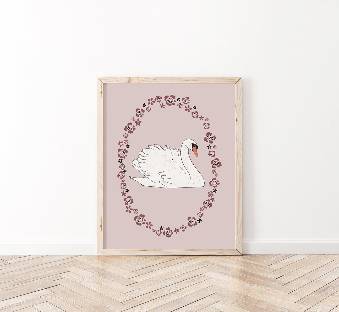 Swan Printable Wall Art, Swan Nursery Print, Boho Nursery Decor Girl ...