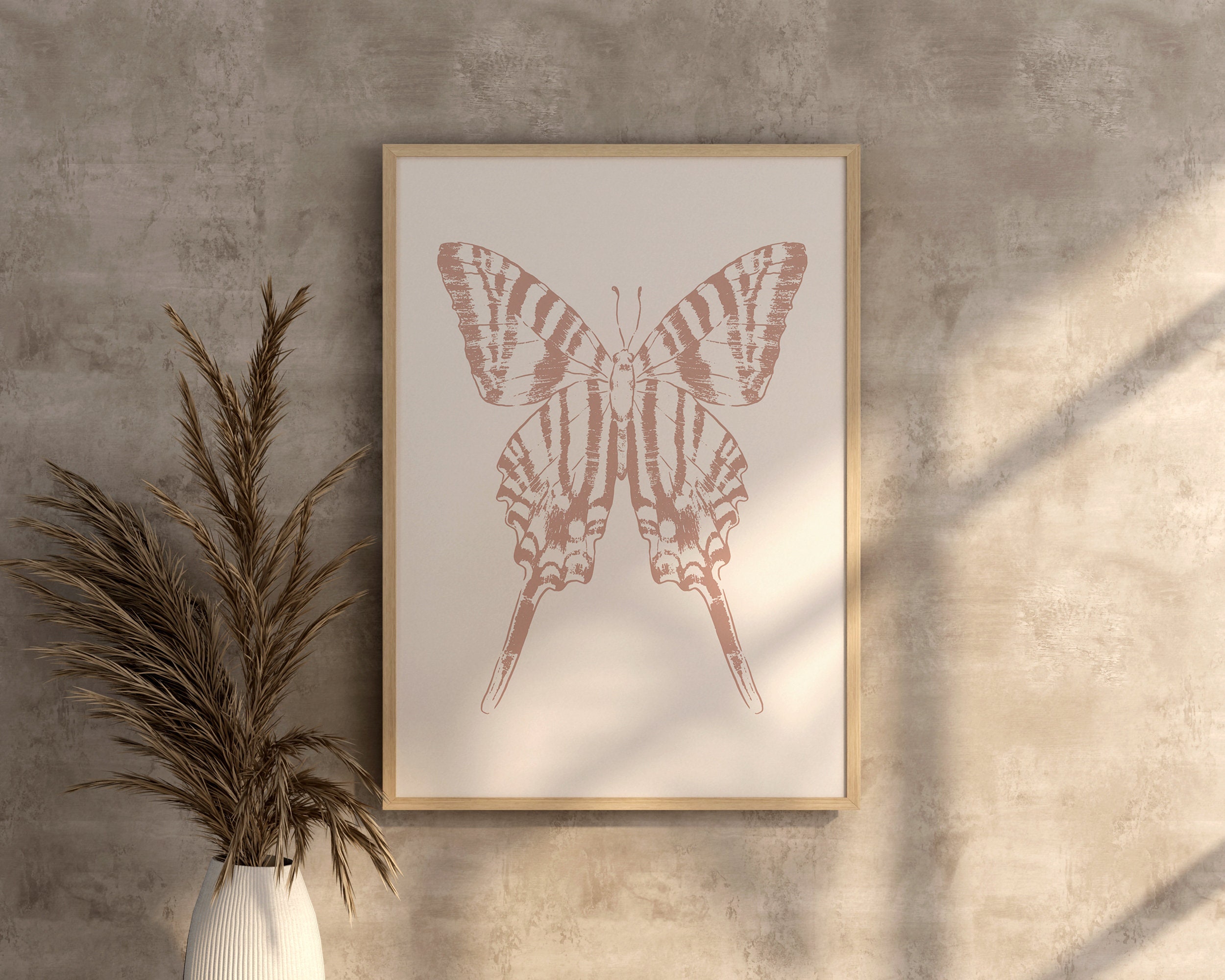 Butterfly Art Print Boho Wall Art Neutral Butterfly Art - Etsy