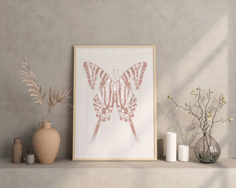 Butterfly Art Print Boho Wall Art Neutral Butterfly Art - Etsy