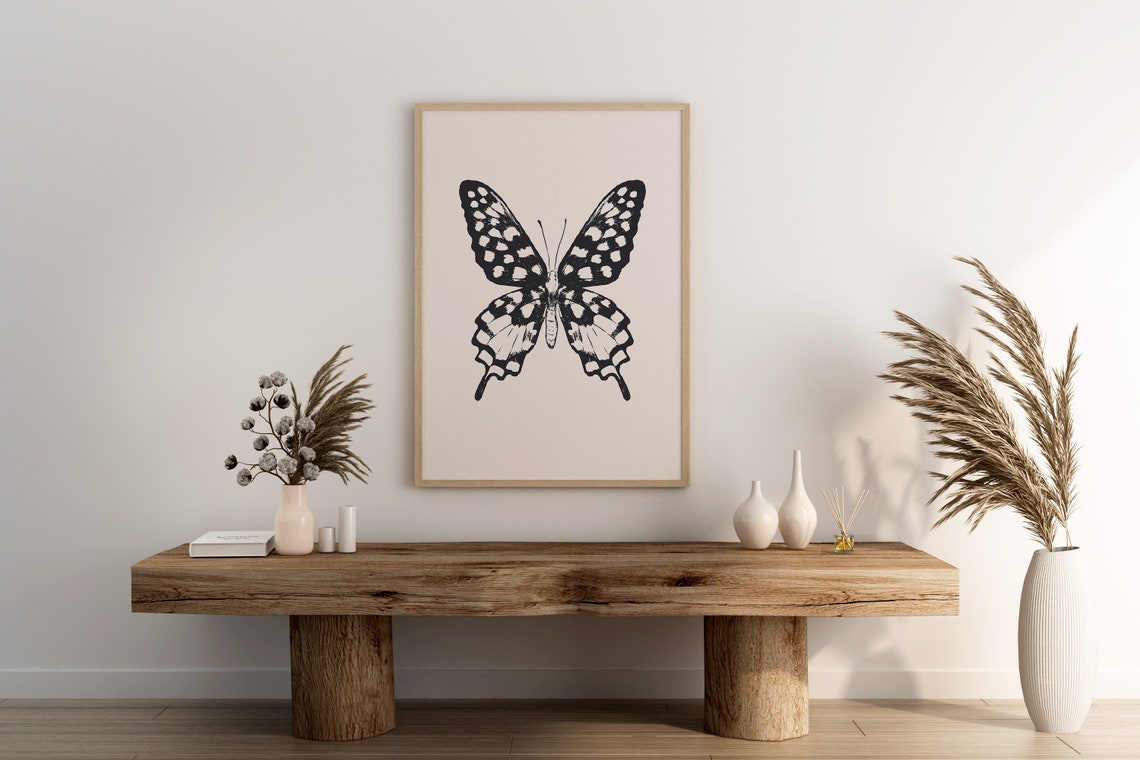 Butterfly Art Print, Boho Wall Art, Neutral Wall Art, Digital Print ...