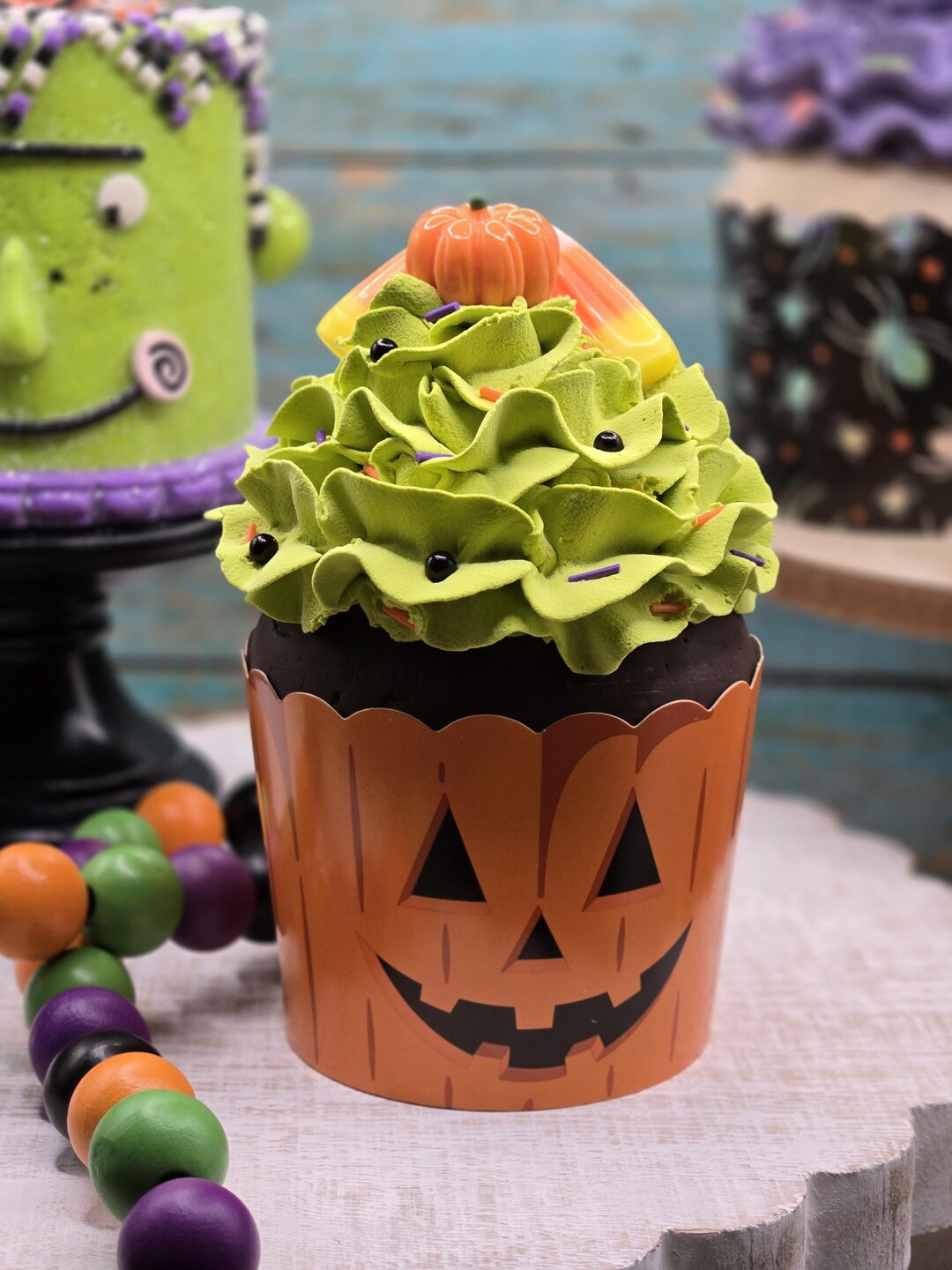 Faux Halloween Pumpkin Cupcake (candy Corn & Pumpkins) - Etsy