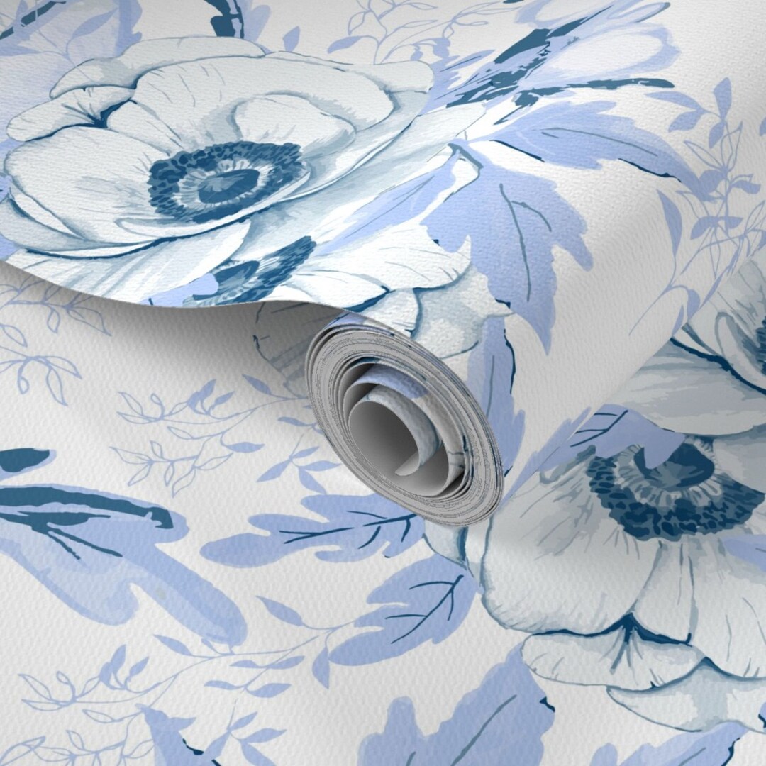 Peel and Stick Removable Floral Wallpaper-hand Drawn and Painted - Eco ...