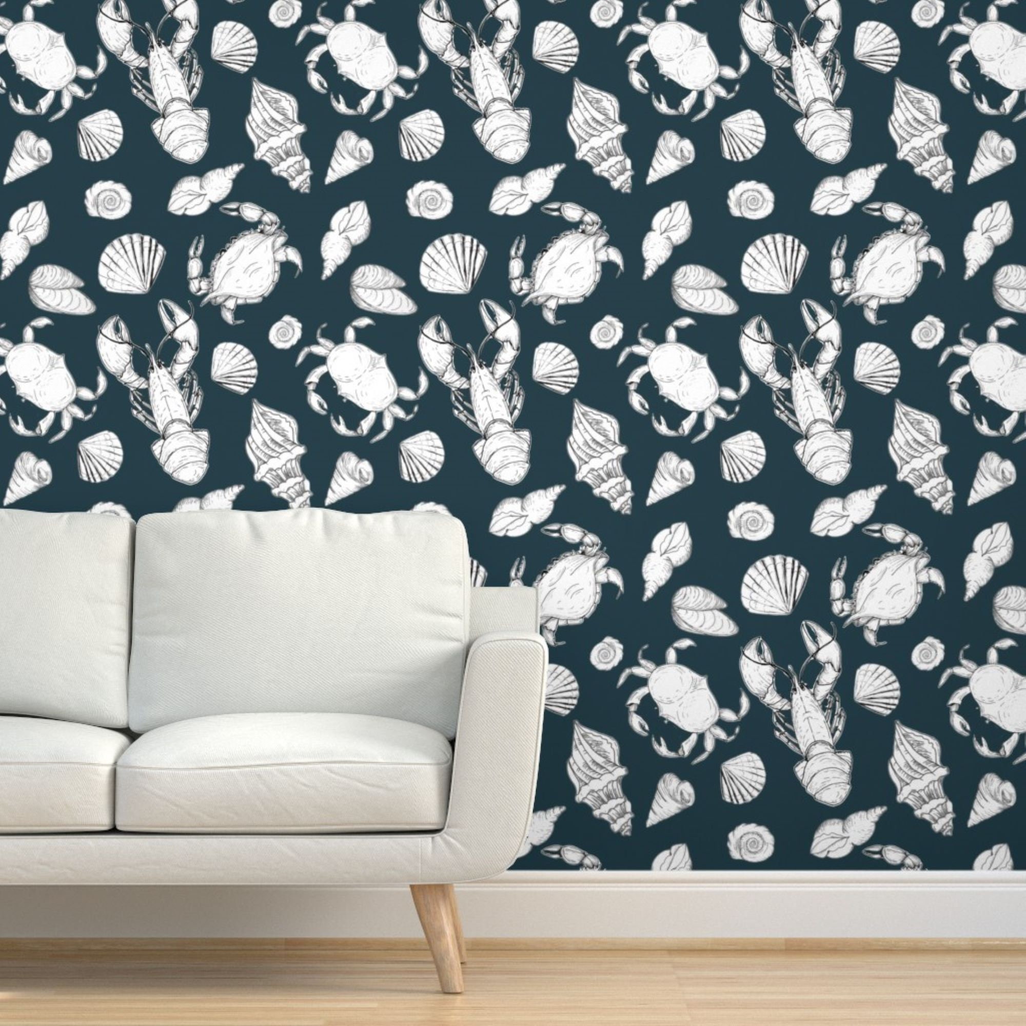 Peel and Stick Removable Wallpaper-hand Drawn - Eco-friendly -lobster ...