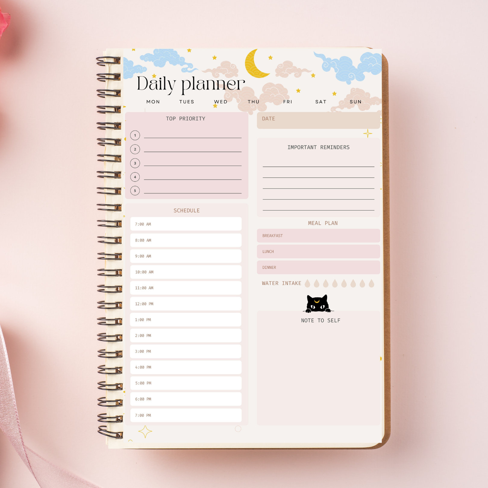 Cute Celestial Daily Planner | Printable Stationery | Instant Download ...