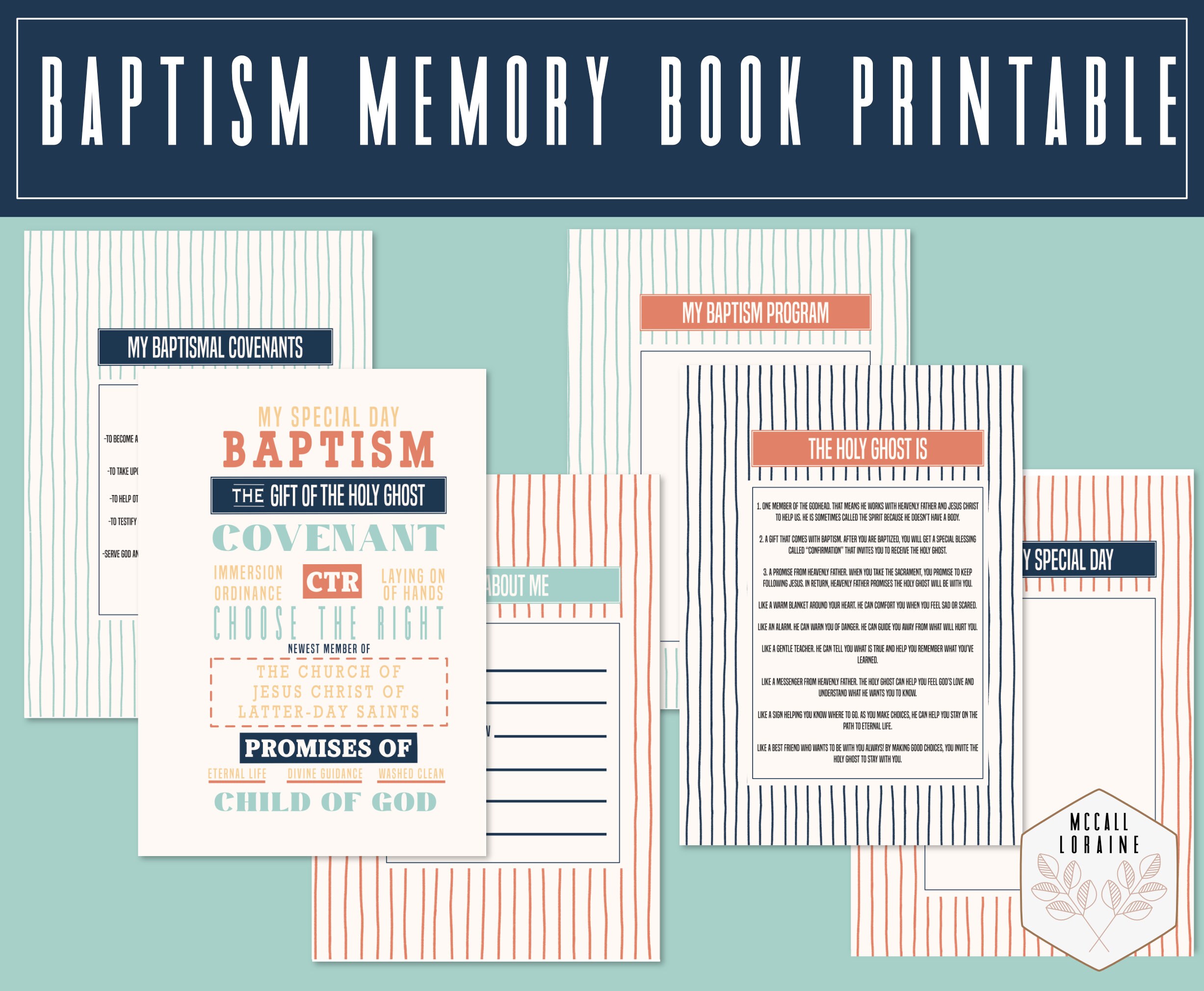 LDS Baptism Memory Book Printable 5"x7" - Etsy
