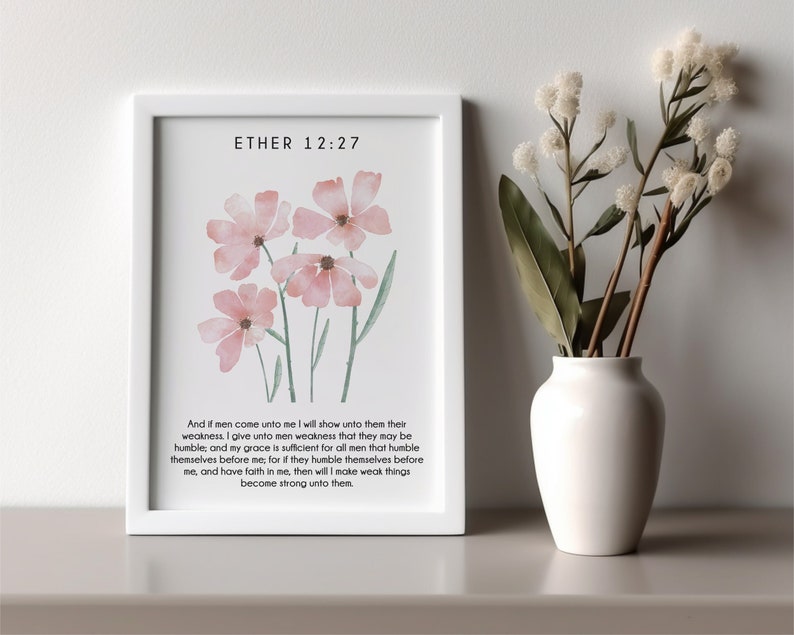 Ether 12:27 Wall Art - Pink Florals - Book of Mormon Wall Art - LDS ...