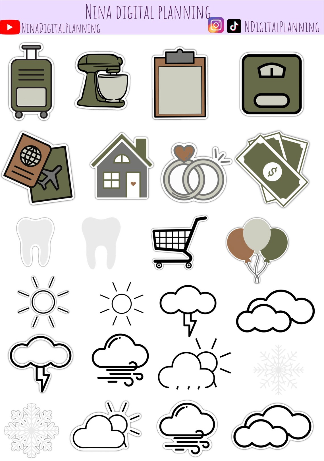 Functional Icon Stickers, Goodnotes, Pngs. - Etsy
