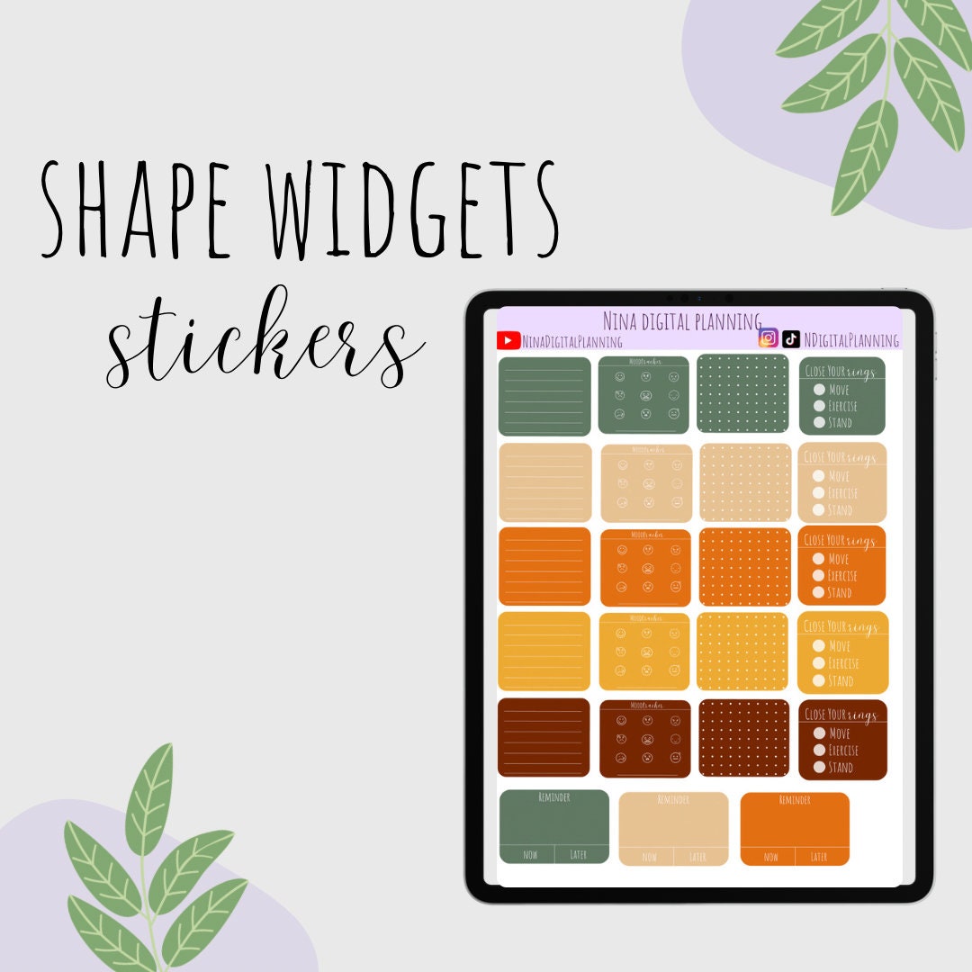 Functional Shape Widgets for Planning, Png and Goodnotes Files. - Etsy