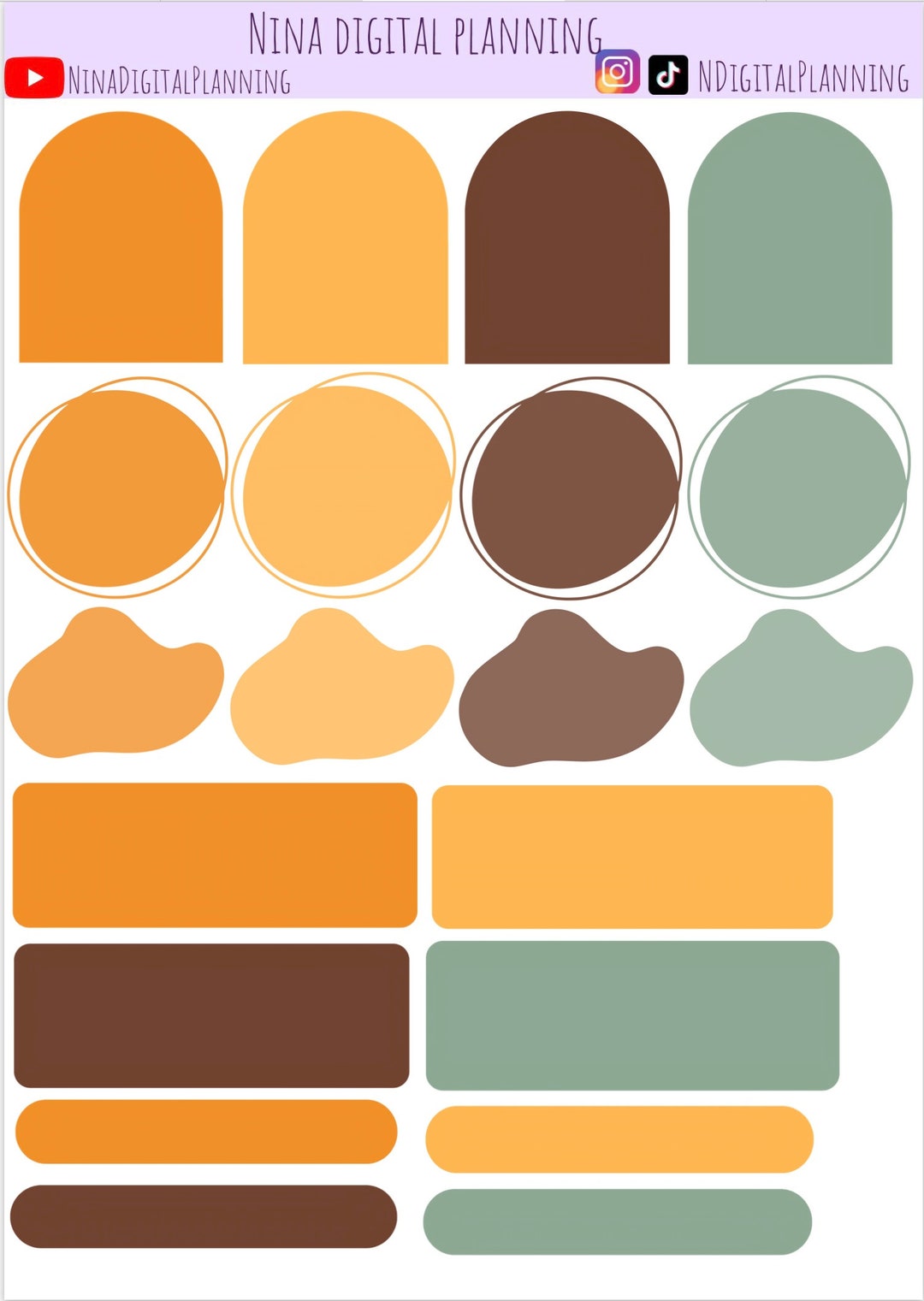 Shape Stickers for Planning, Png and Goodnotes Stickers. - Etsy