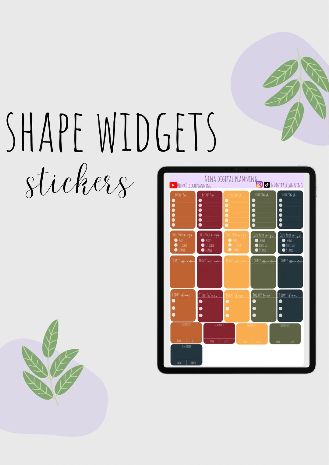 Functional Shape Widgets for Planning, Png and Goodnotes Files. - Etsy