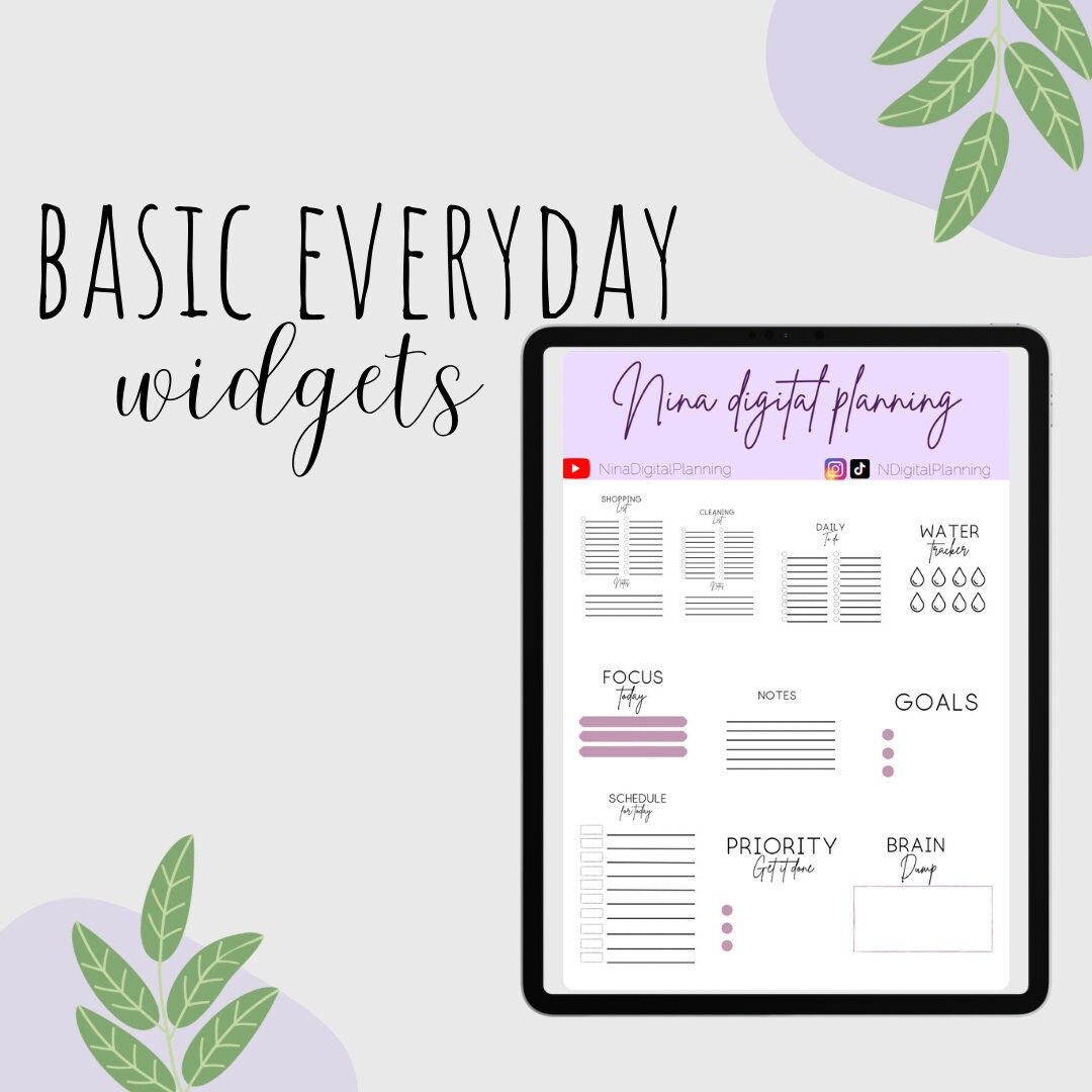 Everyday Widgets for 2023 Digital Planner, Goodnotes File, Pngs, Daily ...