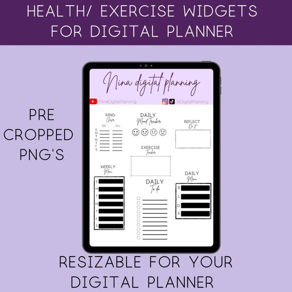 Health and Exercise Widgets for Digital Planner Goodnotes | Etsy