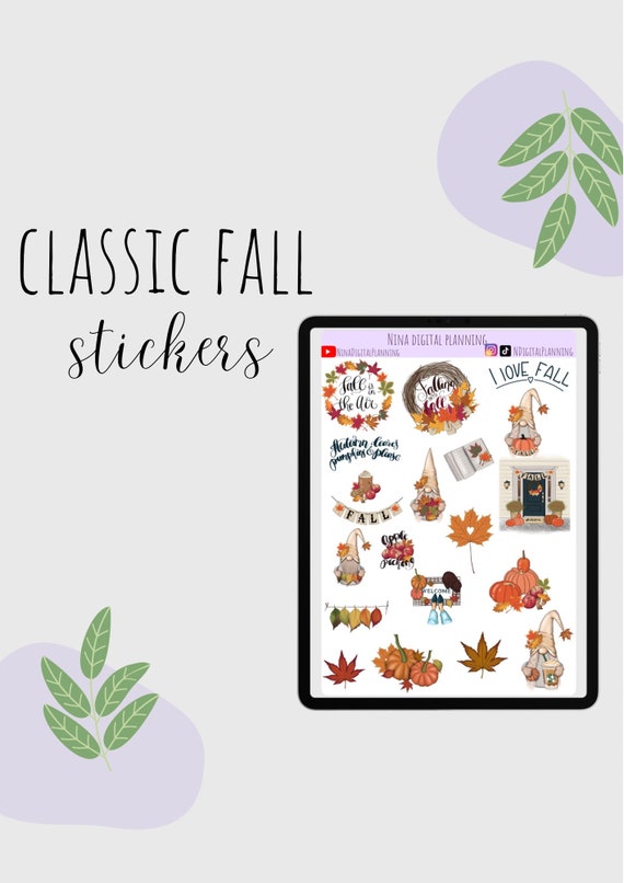 Classic Fall Stickers Png and Goodnotes Stickers - Etsy