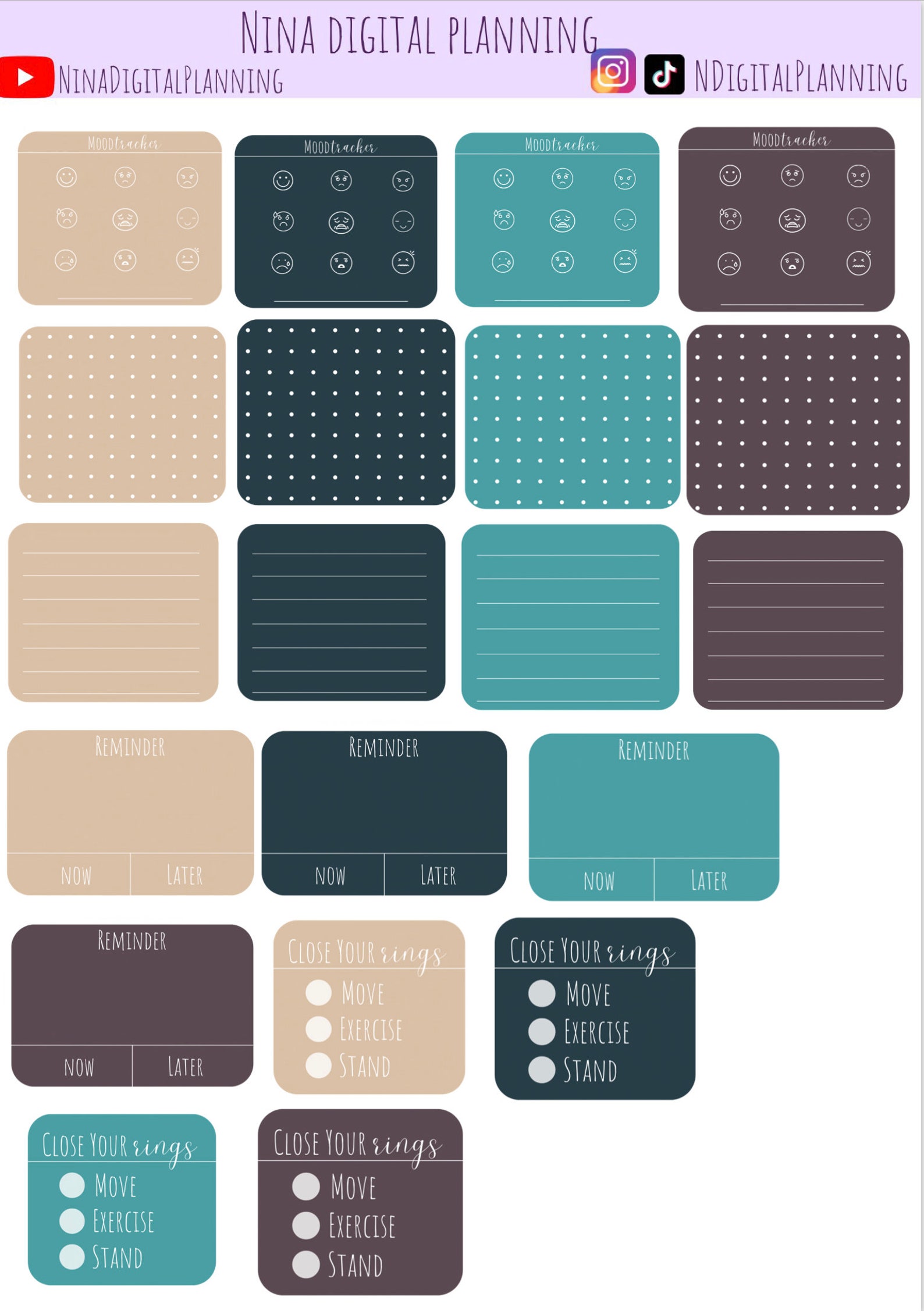 Shape Widgets for Digital Planner - Etsy