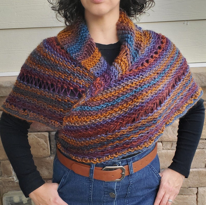 Knit Wrap Shawl, Half Circle Shawl, Rainbow Shawl, Hippie Wrap Shawl ...