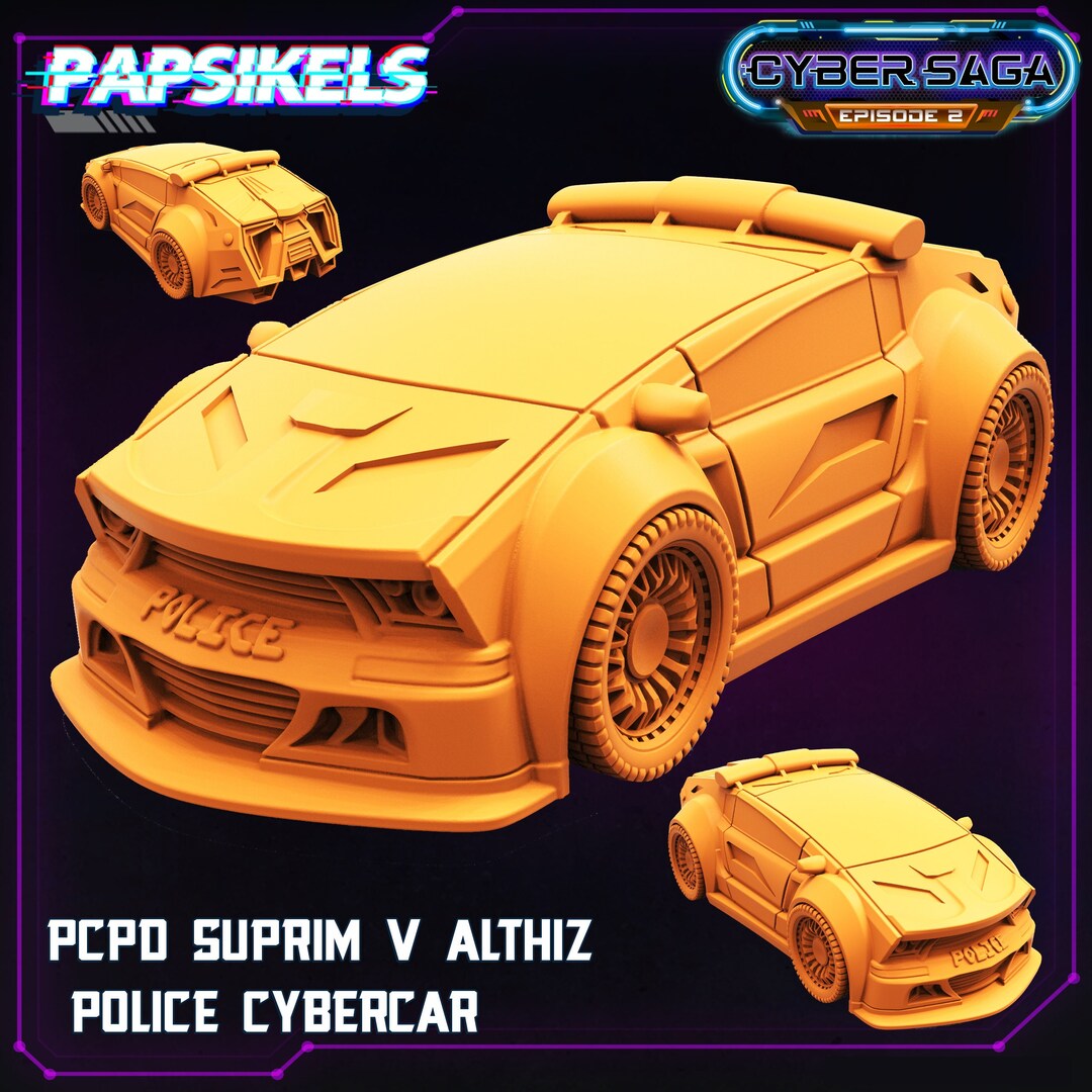 Police Cybercar unpainted Miniature Sculpted by Papsikels. Mini ...