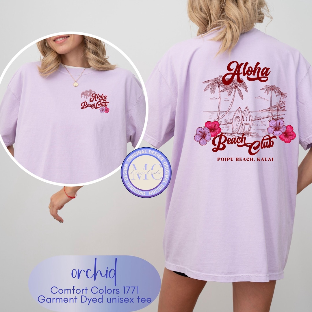 Retro Aloha Beach Club Tee, Comfort Colors Floral Hawaiian Vacation ...