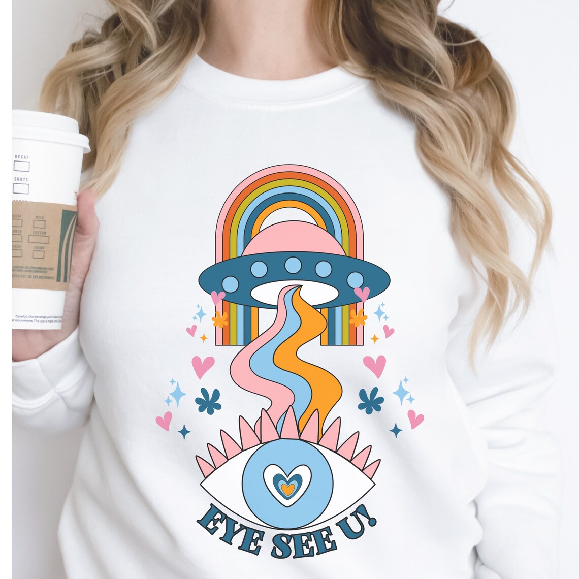 Retro UFO Sweatshirt: Groovy Third Eye Alien Sweater - Etsy