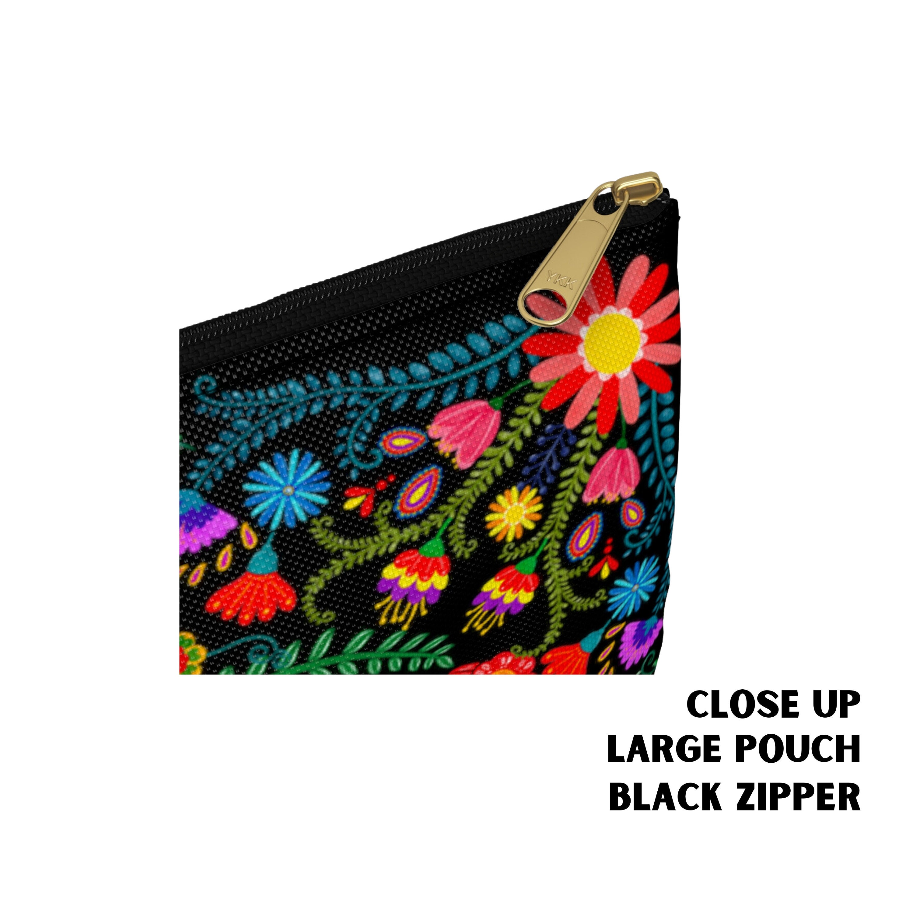 Mexican Otomi Accessory Pouch: Floral Folk Art Cosmetic Bag - Etsy