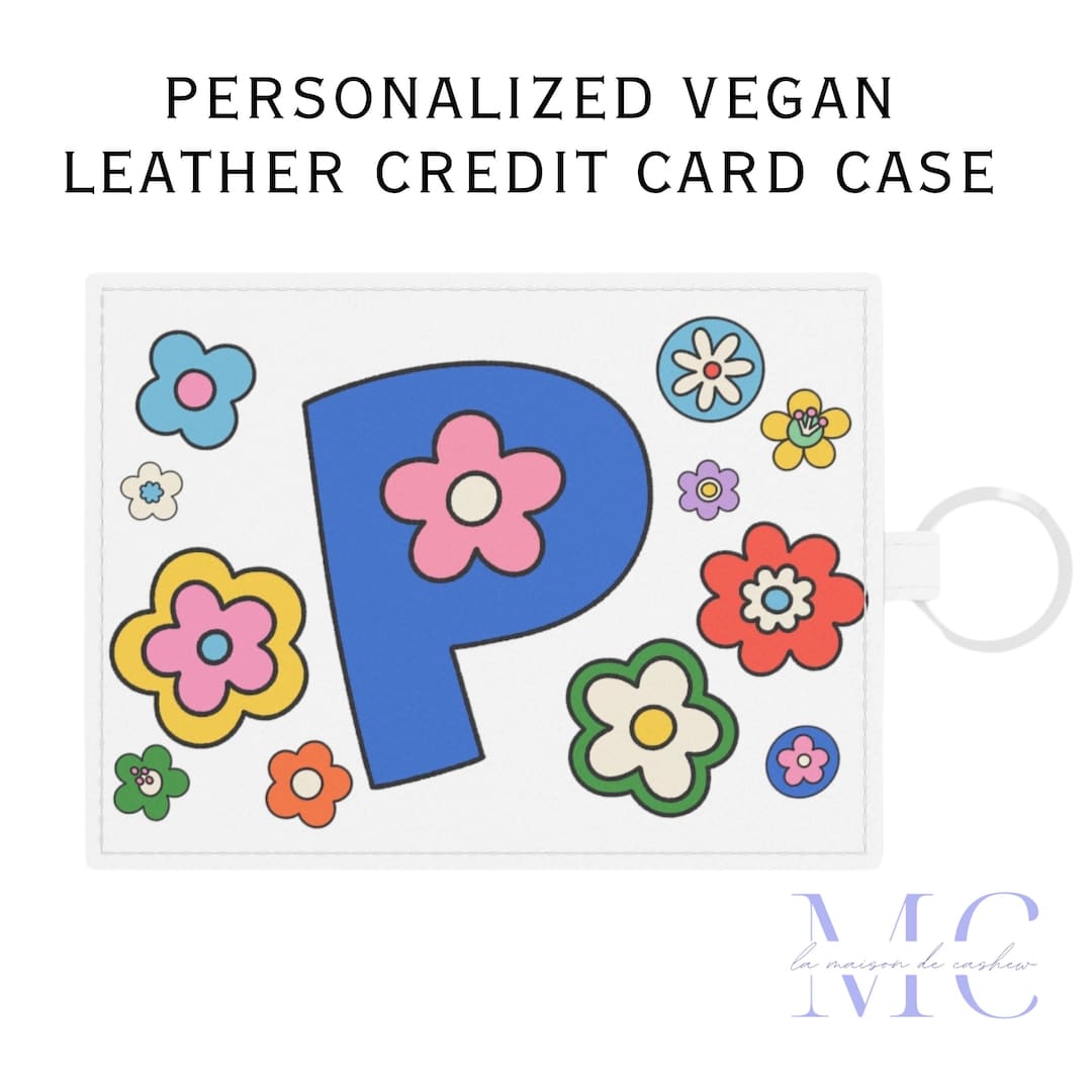Custom Inital Credit Card Holder, Womens Floral Monogram Credit Card ...