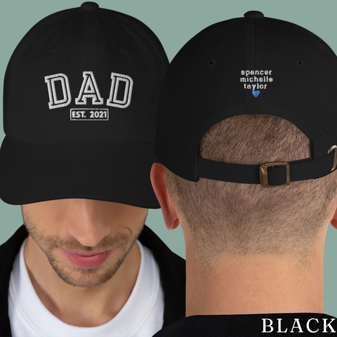 Custom Dad Embroidered Hat, Personalized Hat for Dad With Kids Names on the Back, Personalized ...