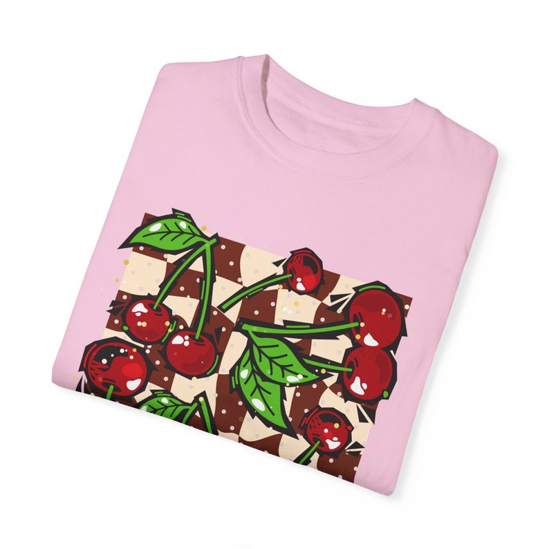 Retro Cherry Comfort Colors Shirt, Cherries Print Tshirt, Checkered ...