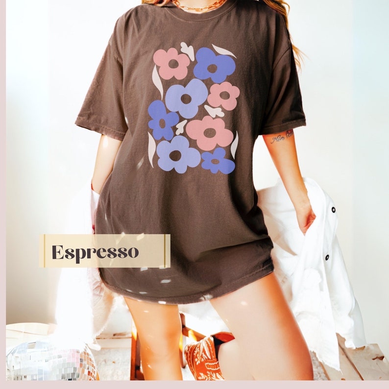 Flower Shirt, Boho Wild Flowers Tee, Pastel Floral Nature Tee, Groovy ...