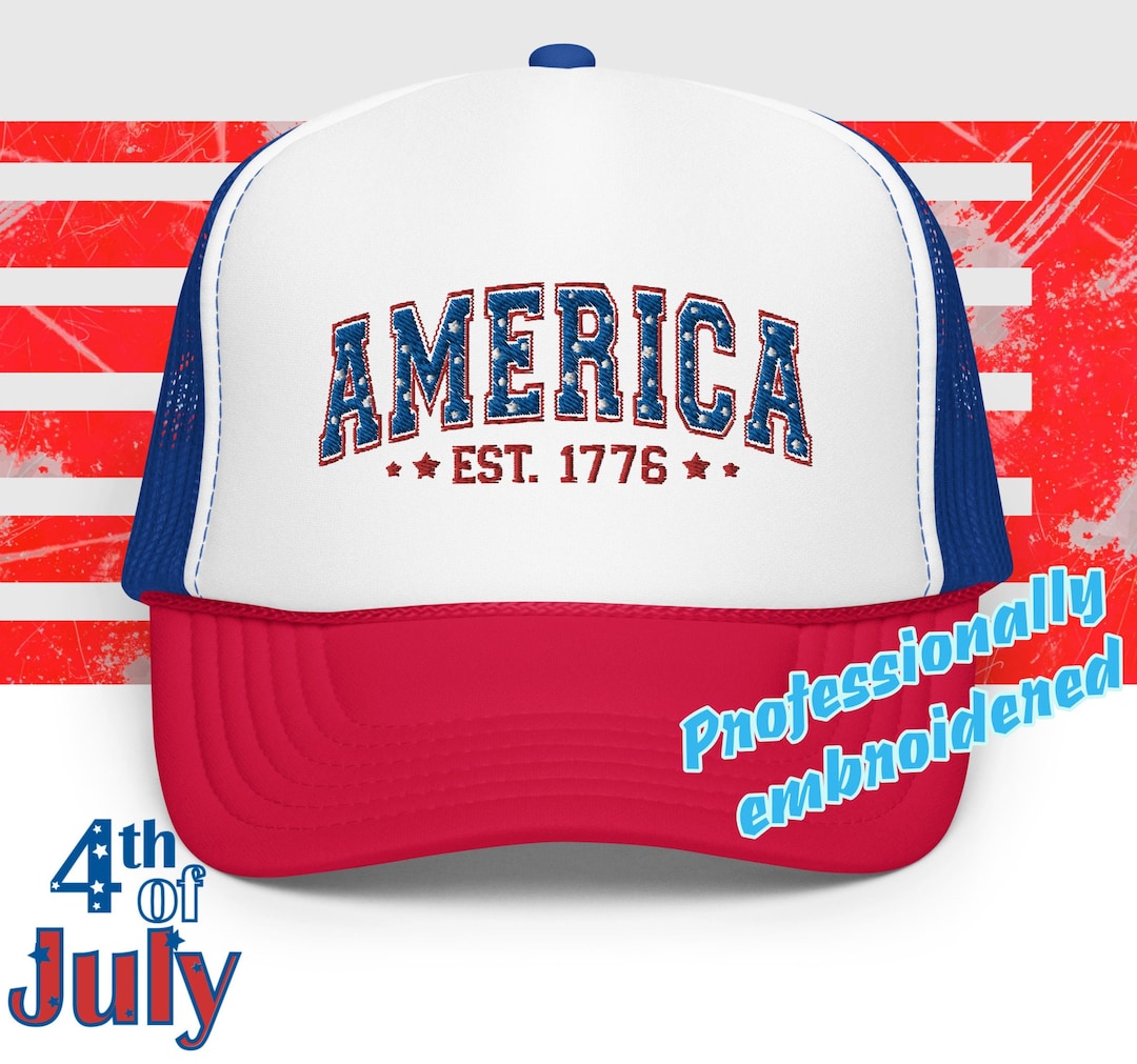Retro 4th of July Hat, Fourth of July Mesh Hat, Vintage America Trucker ...