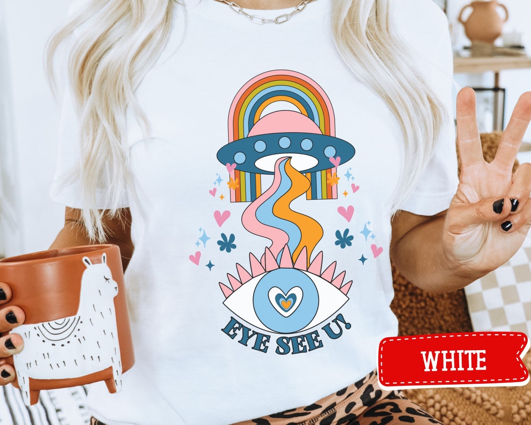 Funny UFO Graphic Tee: Y2K Pastel Alien Shirt - Etsy