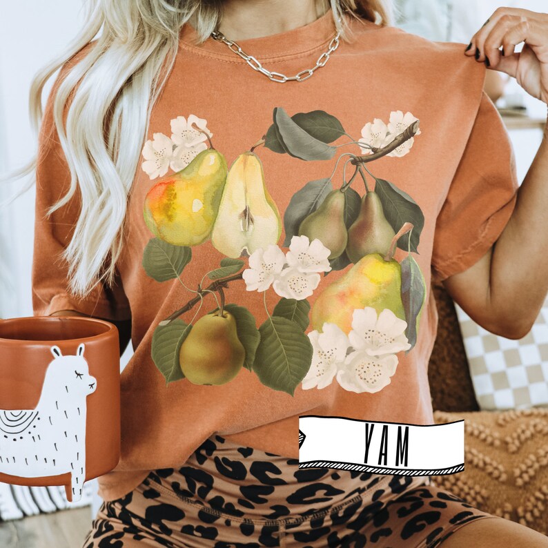 Pear Shirt, Botanical Comfort Colors Tshirt, Cottagecore Pears T-shirt ...