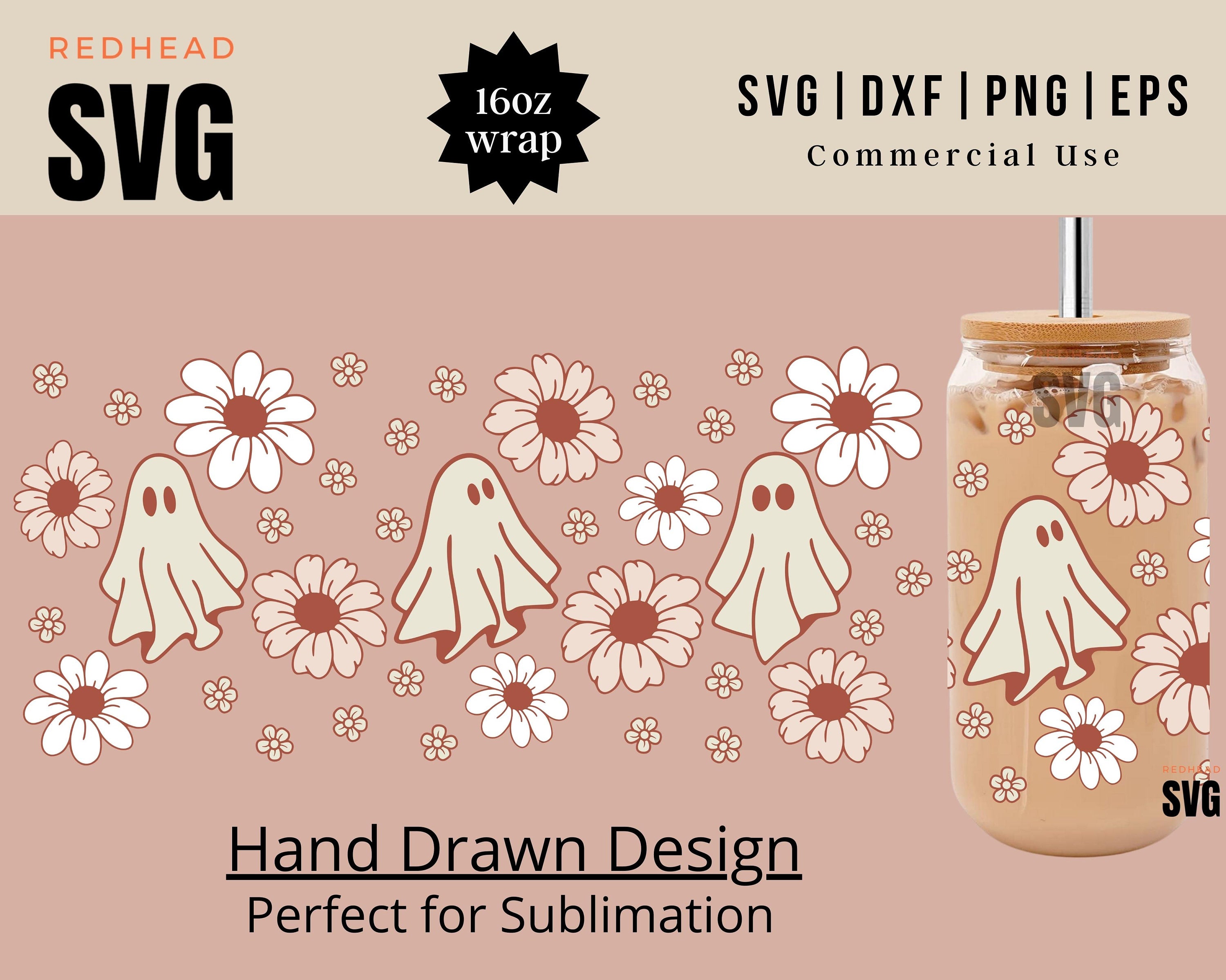 Boho Ghost Halloween Full Wrap Cutting File for Libbey 16oz - Etsy