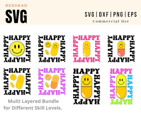 Retro Happy Face Bundle Smile Face Svg Happy Pills Svg - Etsy