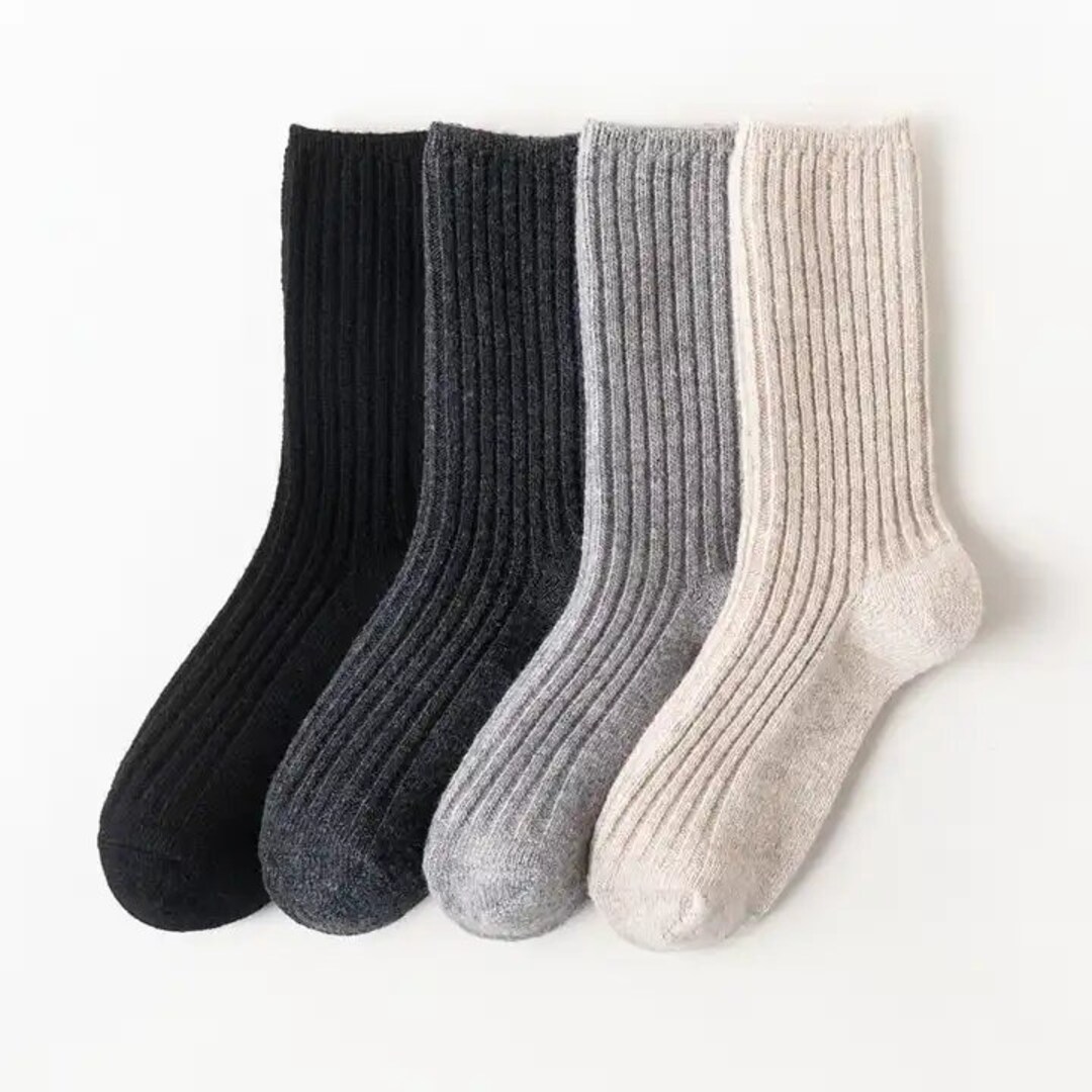 4 Pairs Cashmere Merino Wool Blend Men Business Warm Socks Socks and ...