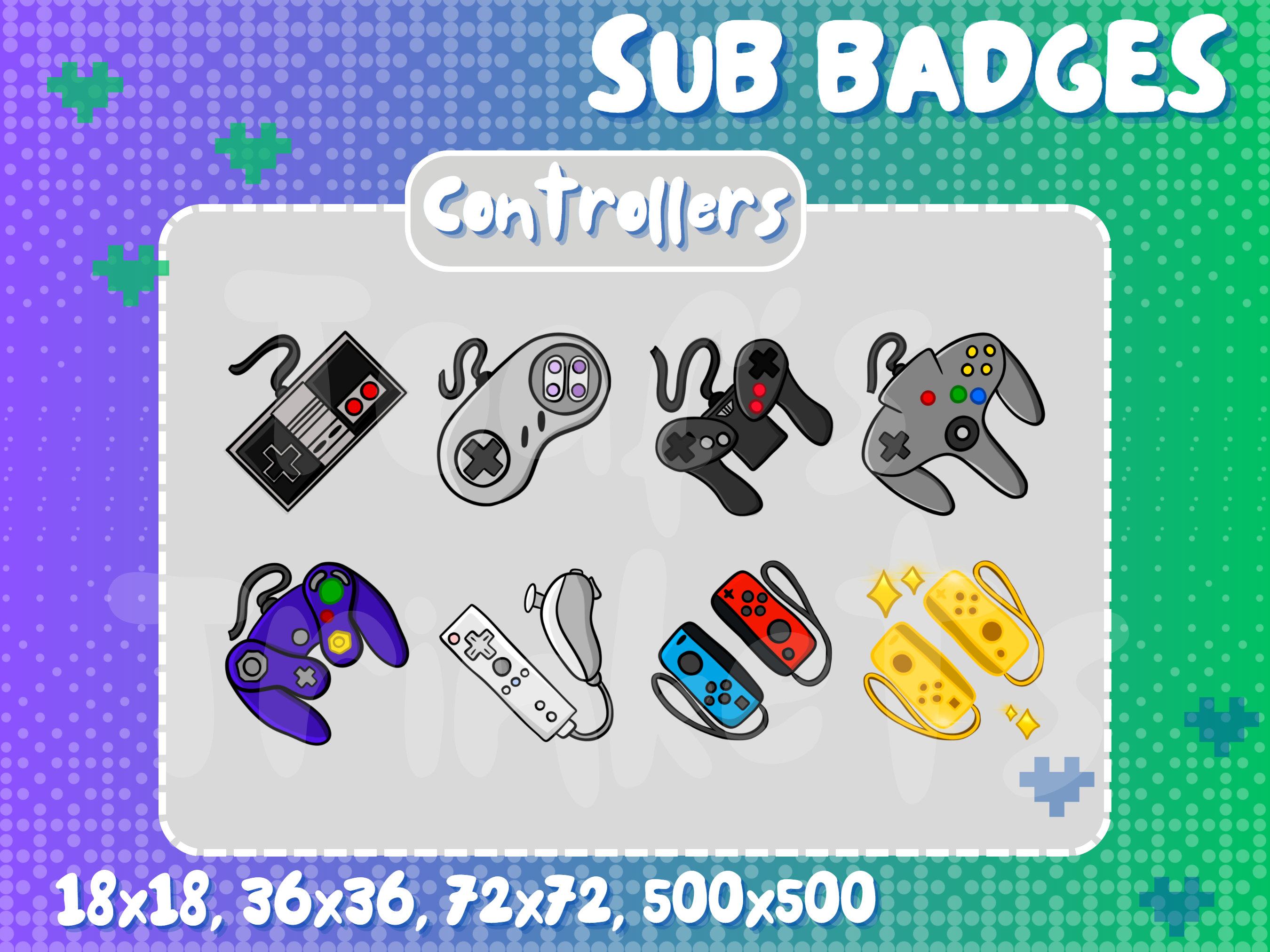 Controller Variety Sub Badge Emote Bit in Various Colours for Twitch ...