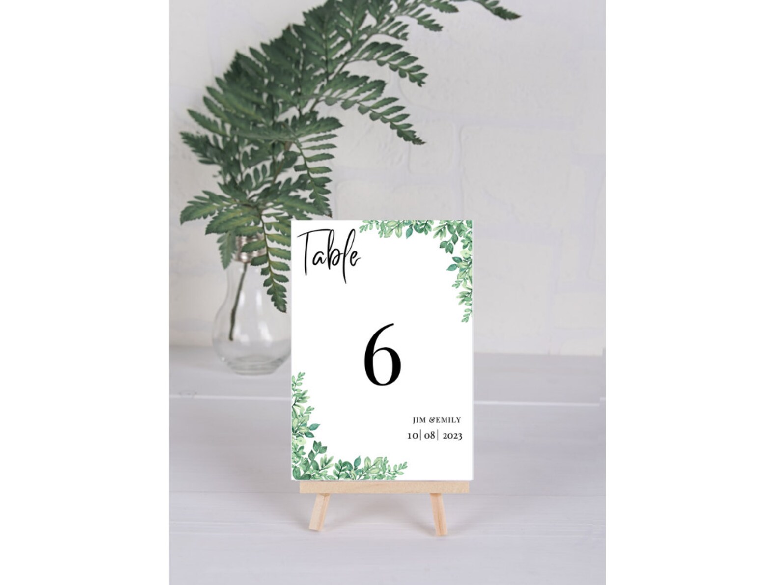 Wedding Table Number Template, Green Floral Table Number Template ...