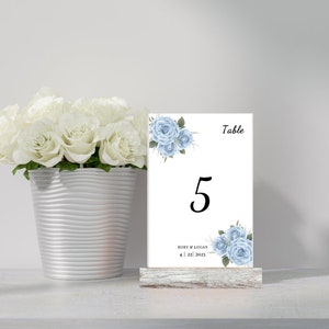 Blue Rose Wedding Table Number Template, Editable Canva Template ...