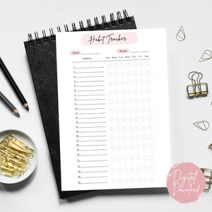 Pink Daily Habit Tracker, Digital Download Tracker, Daily Health ...