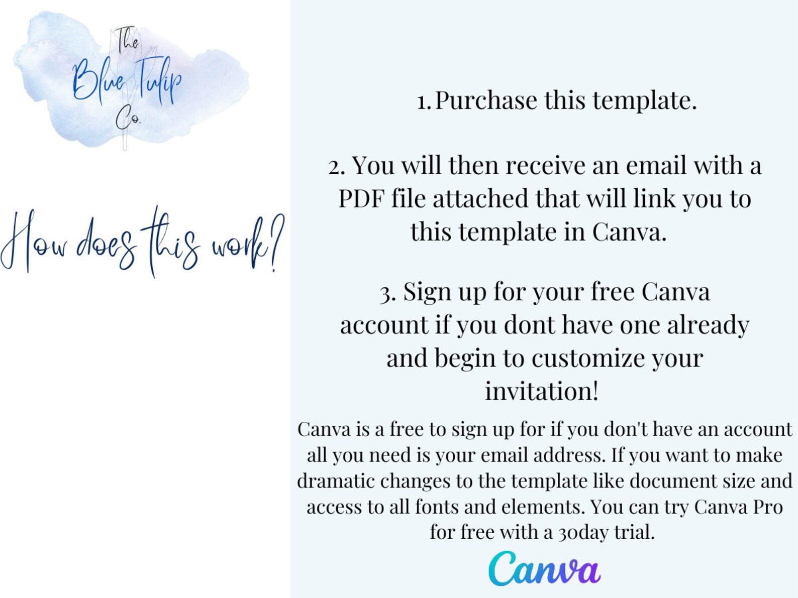 Blue Rose Wedding Menu Wedding Menu Card Template Canva | Etsy