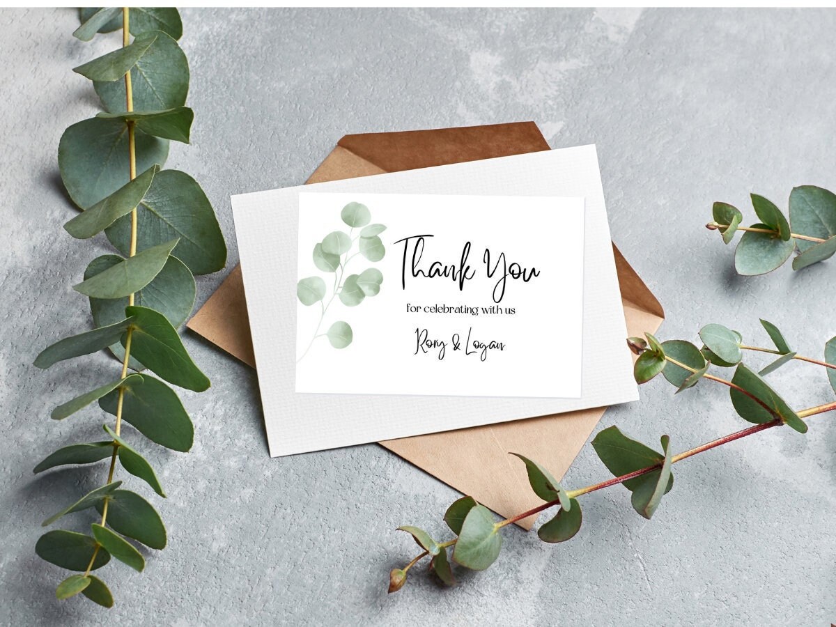 Eucalyptus Thank You Card Template, Editable Digital Thank You Card ...