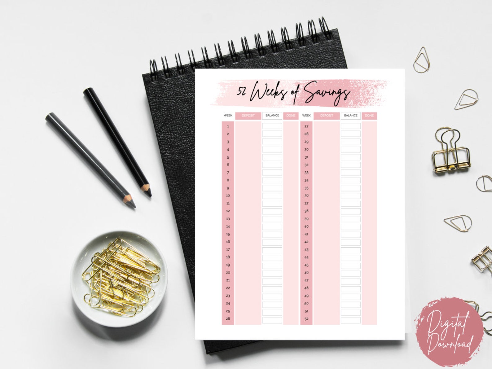 52 Week Savings Tracker Pritnable, Pink Tracker, Printable Saving ...